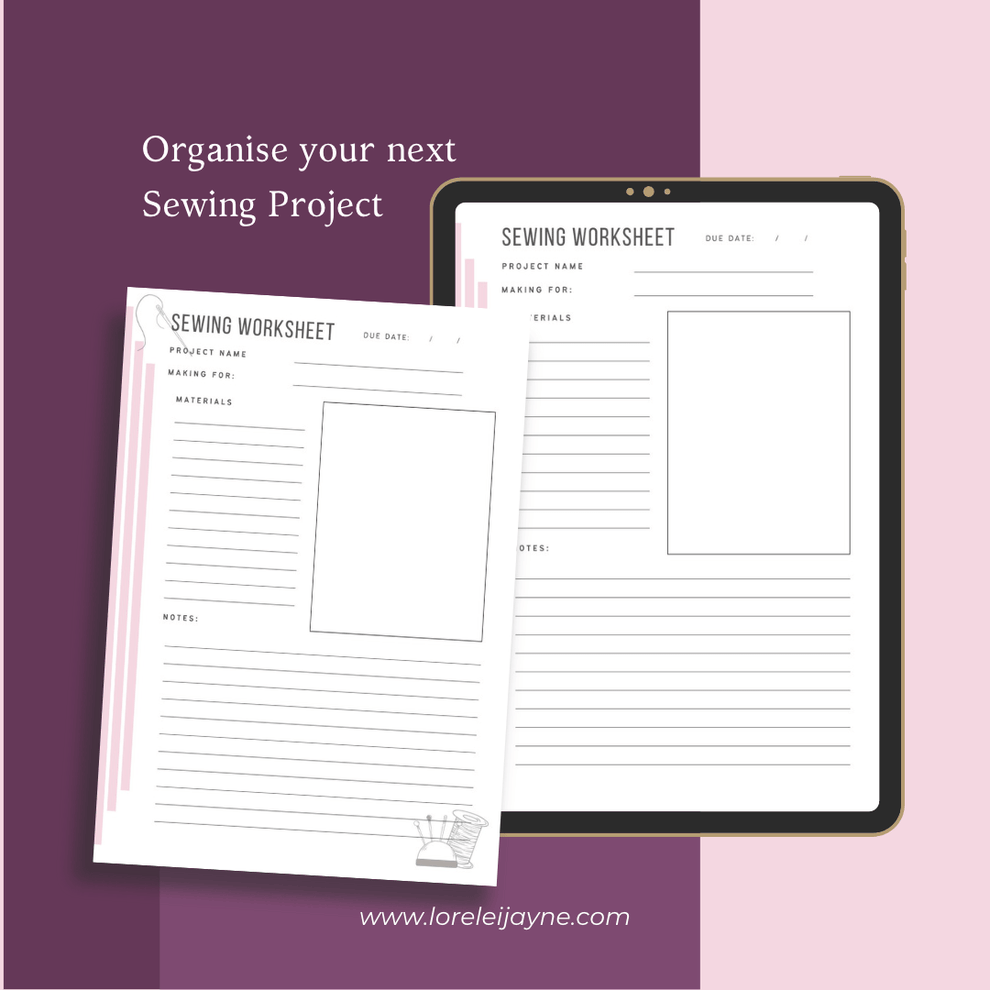 Sewing Worksheet PDF Printable – Lorelei Jayne