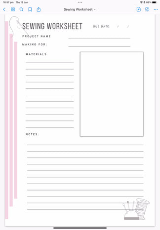 Sewing Worksheet PDF Printable – Lorelei Jayne
